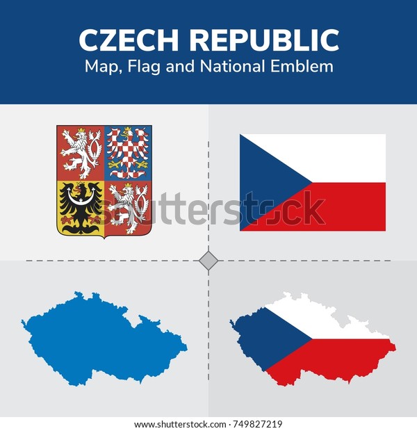 Czech Republic Map Flag National Emblem Stock Vector (Royalty Free ...