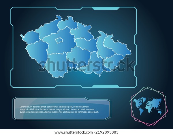 Czech Republic Map Infographic Technology Blue Stock Vector (Royalty ...