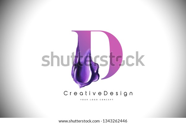 D Letter Design Brush Paint Stroke Stock Vector (Royalty Free ...