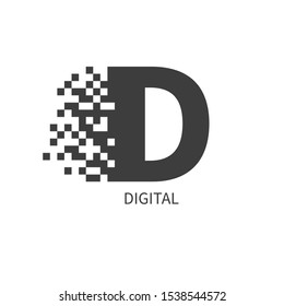 D Letter Digital Logo Vector Black Stock Vector (Royalty Free ...