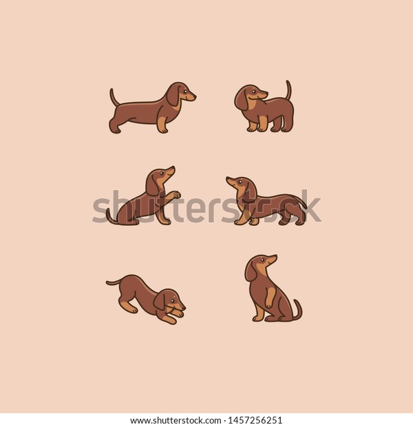 Dachshunds Icon Set Different Type Dachshund Stock Vector (Royalty Free ...