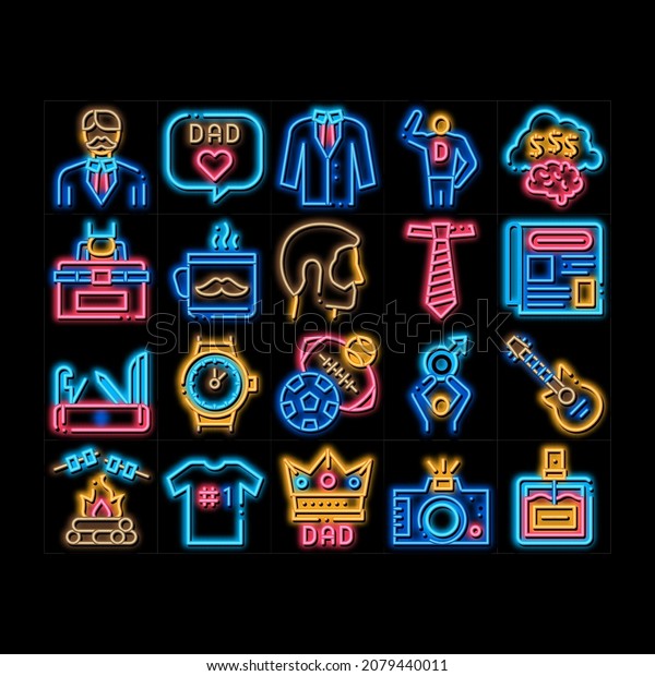Dad Father Parent Neon Light Sign Stock Vector (Royalty Free ...