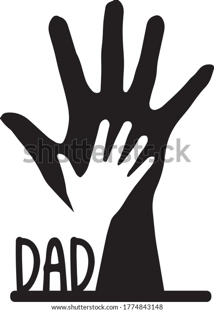 Dad Father Son Hands Palm Silhouette Stock Vector (Royalty Free ...