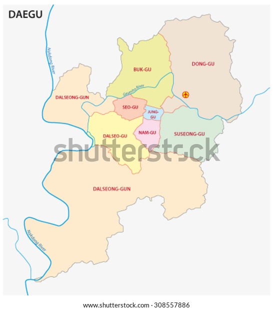 Daegu Administrative Map Stock Vector (Royalty Free) 308557886 ...