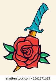 Dagger Knife Rose Flower Design Vector Stock Vector (Royalty Free ...