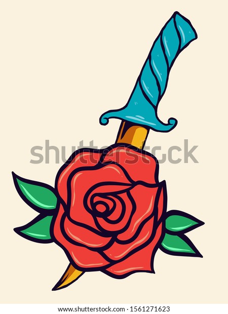 Dagger Knife Rose Flower Design Vector Stock Vector (Royalty Free ...