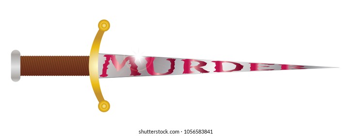 Dagger Word Murder Isolated On White Stock Vector (Royalty Free ...