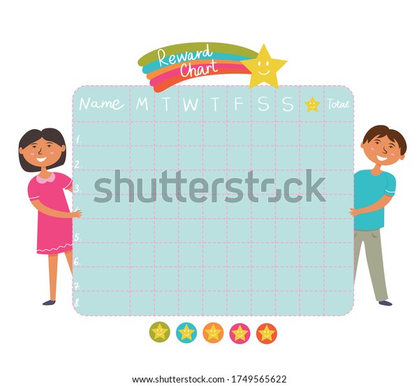 Daily Evening Routine Sticker Rewards Chart Stock Vector (Royalty Free ...