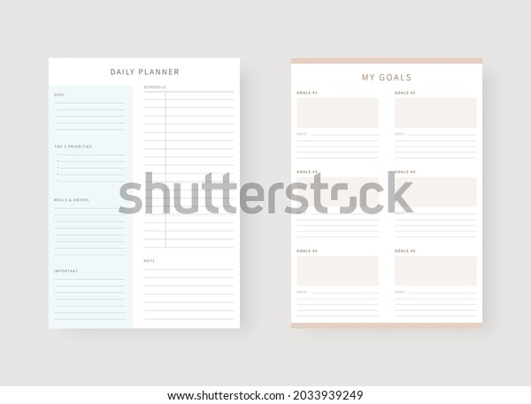 Daily Goal Planner Template Set Planner Stock Vector (Royalty Free ...