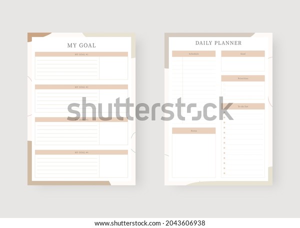 Daily Goal Planner Template Set Planner Stock Vector (Royalty Free ...