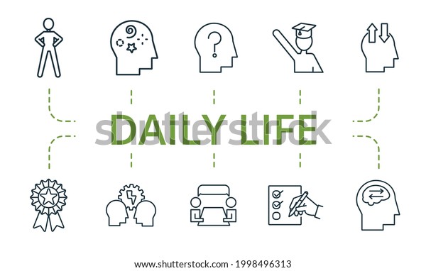 Daily Life Icon Set Contains Editable Stock Vector (Royalty Free ...