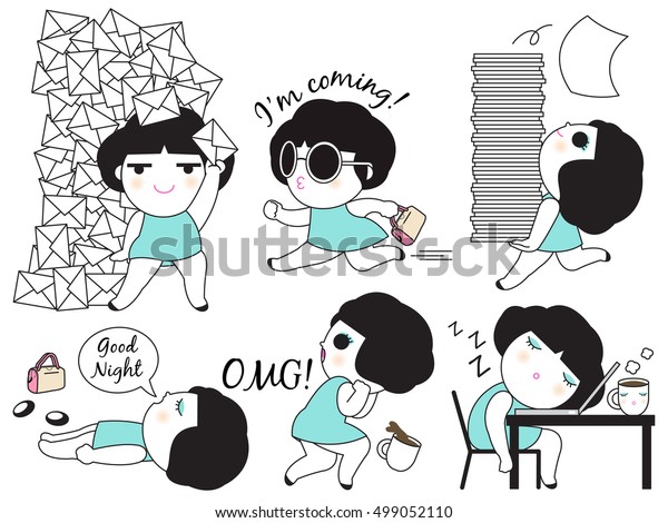 Daily Life Work Character Illustration Stock Vector (Royalty Free ...