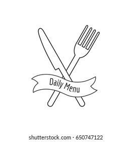 Daily Menu Emblem Line Drawing Vector Stock-vektor (royaltyfri ...