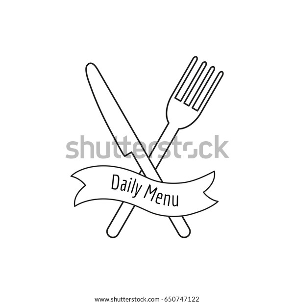 Daily menu emblem. Line drawing. Vector illustration.