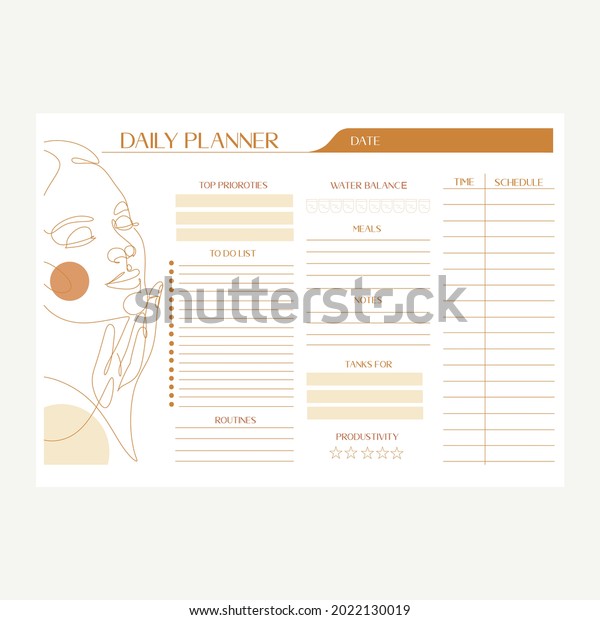 Daily Planner Boho Minimal Elegant Vector Stock Vector (Royalty Free ...
