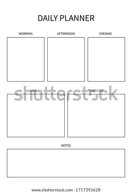 Daily Planner Diary Organiser Notebook Printable Stock Vector (Royalty ...