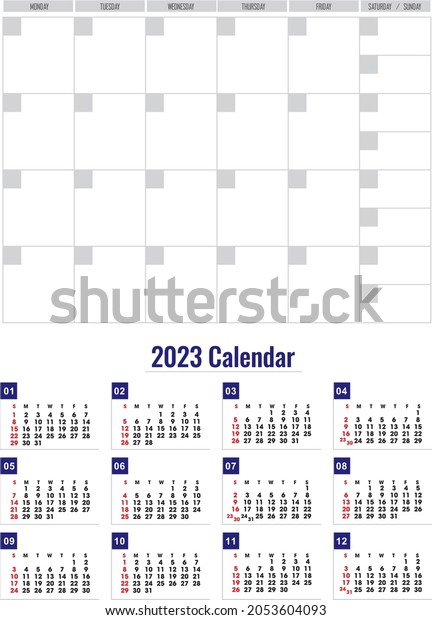 Daily Planner Template 2023 Calendar Stock Vector (Royalty Free ...