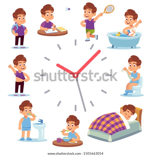 Daily Routine Clocks Daily Routine Clocks 库存矢量图（免版税）1505663054