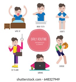 Daily Routine Man Infographic Element Stock Vector (Royalty Free ...