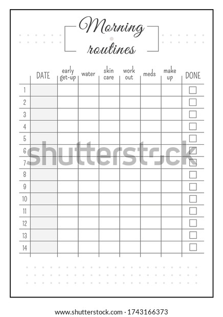 Daily Routine Minimalist Planner Page Design Stock Vector (Royalty Free ...