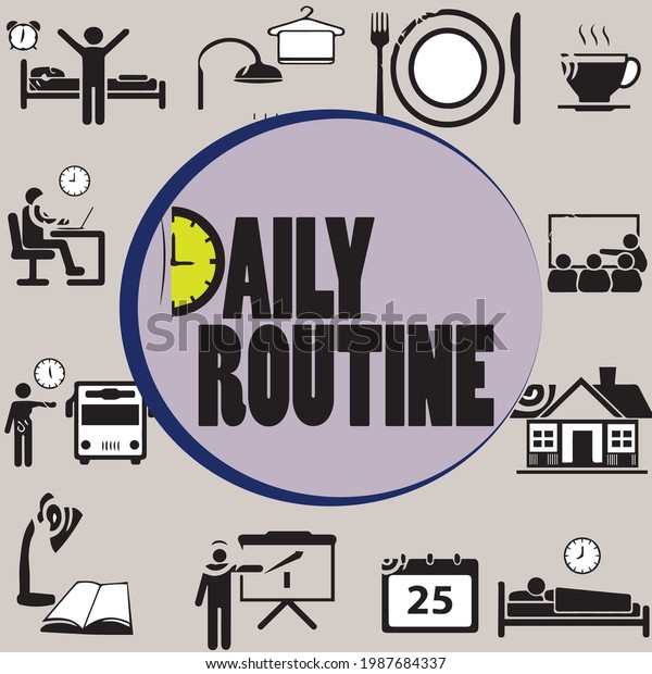 Daily Routine Showing Picture Stock Vector (Royalty Free) 1987684337 ...