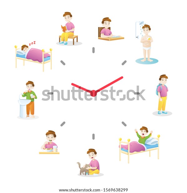 Daily Routine Simple Watch Children Daily Stock Vector (Royalty Free ...
