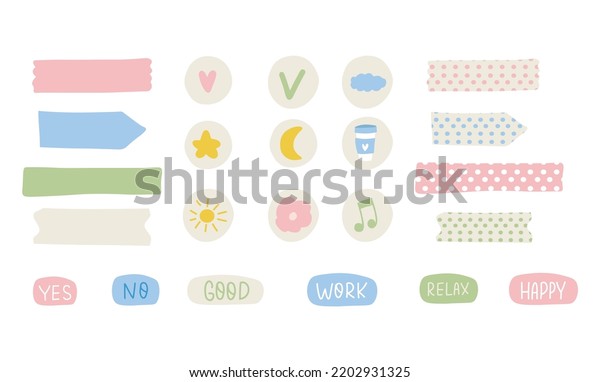 Daily Routine Stickers Set Cute Cartoon Stock Vector (Royalty Free ...
