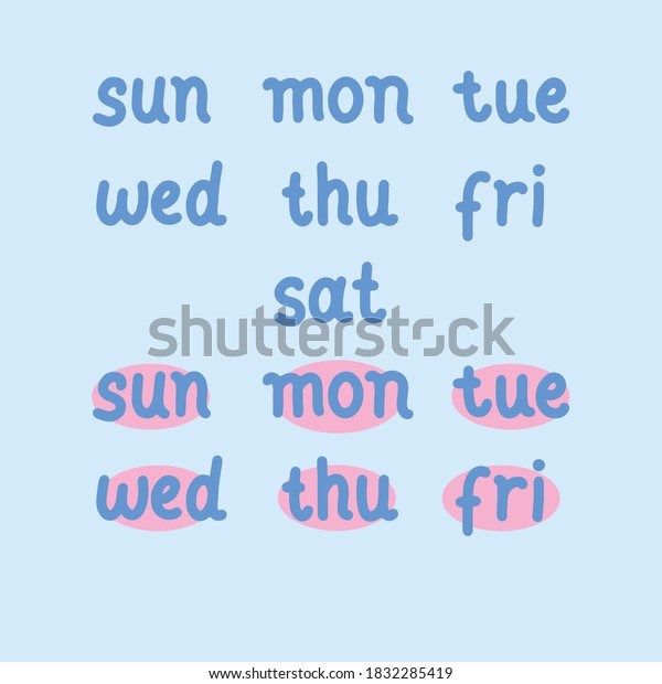 Daily Schedule Lettering Set Planner Reminder: เวกเตอร์สต็อก (ปลอดค่า ...