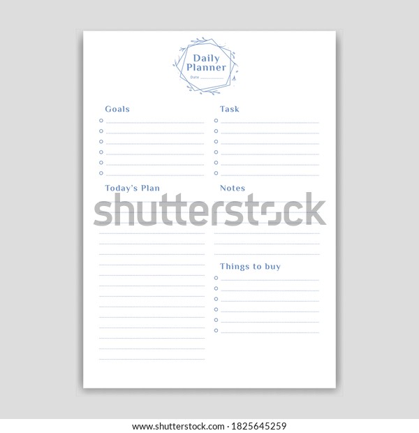 Daily Schedule Planner A3 Size Goals Stock Vector (Royalty Free ...