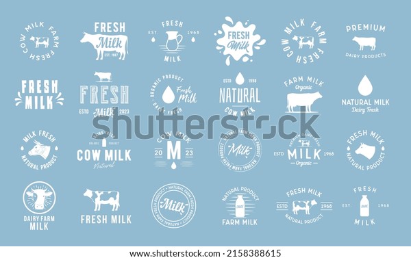 Dairy Milk Products Labels Emblems Logos 库存矢量图（免版税）2158388615 ...