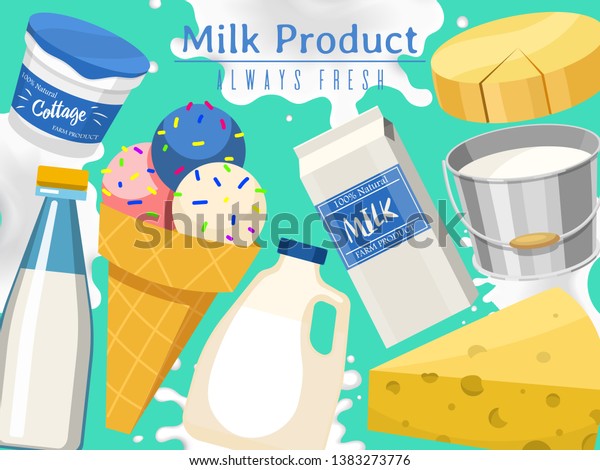 Dairy Products Milk Set Vector Illustration Stock Vector (Royalty Free ...