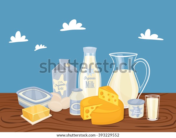 Dairy Products Poster Template Vector Illustration Stock Vector ...