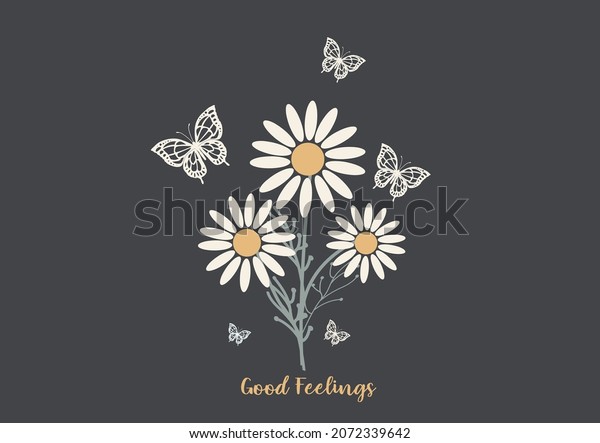 Daisy Butterfly Vector Art Design Hand Stock Vector (Royalty Free ...