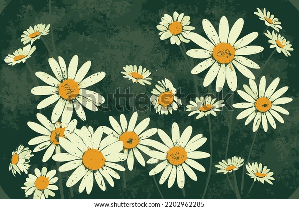 Daisy Engraving Flowers Retro Design Old Stock Vector (Royalty Free ...