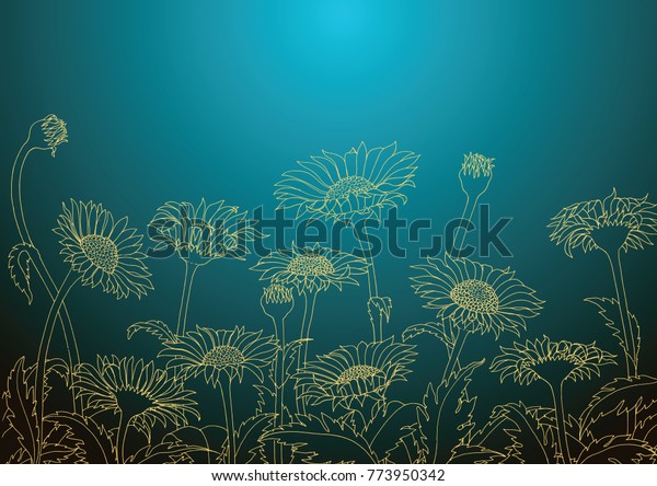 Daisy Field Outline Sketch Hand Drawingdaisy Stock Vector (Royalty Free ...