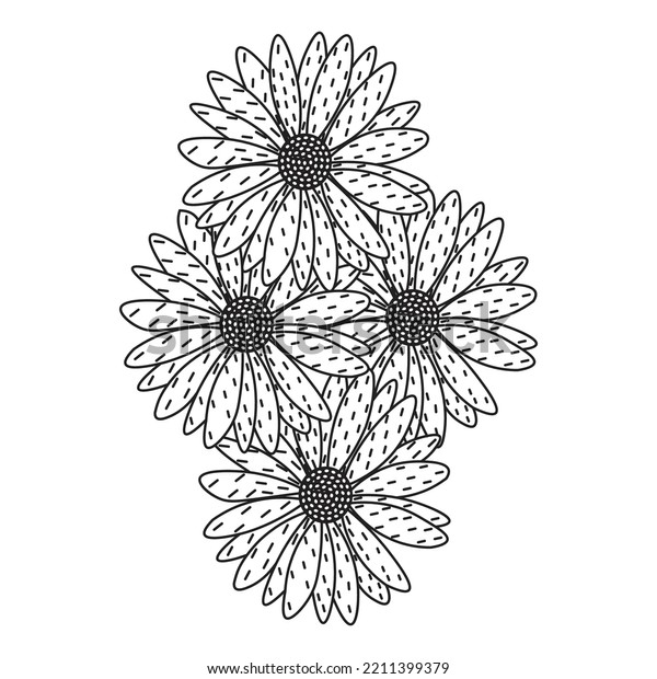 Daisy Flower Daisies Outline Vector Design Stock Vector (Royalty Free ...