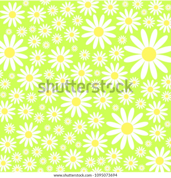 Daisy Flower Pattern Green Background Vector: เวกเตอร์สต็อก (ปลอดค่า ...