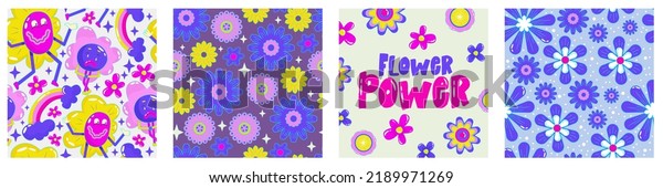 Daisy Flower Power Poster Set Print Stock Vector (Royalty Free ...