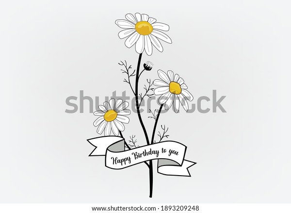Daisy Happy Birthday Flower Vector Stock Vector (Royalty Free ...