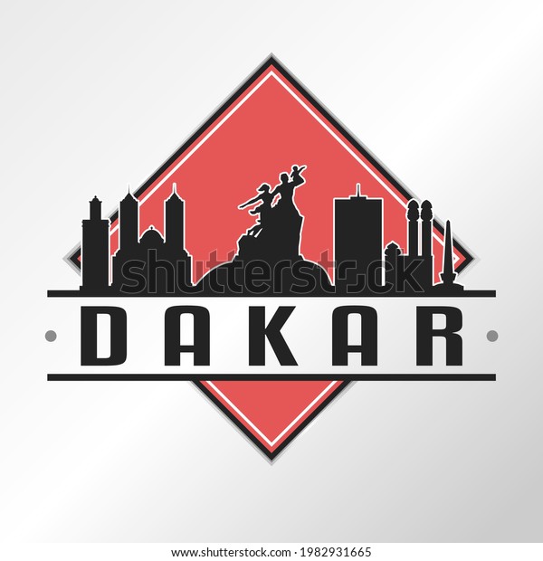 Dakar Senegal Skyline Logo Adventure Landscape Stock Vector (Royalty ...