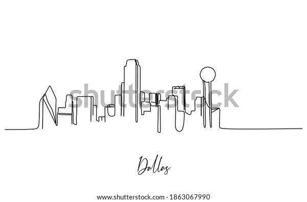 Skyline de Dallas. Recorte continuo de una línea