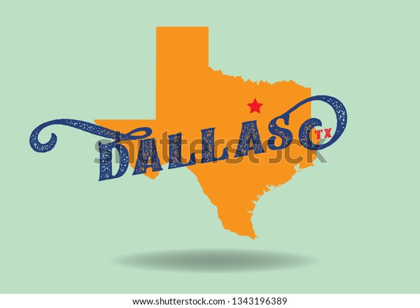 Dallas Texas Map Logo Design Concept Stock Vector (Royalty Free) 1343196389