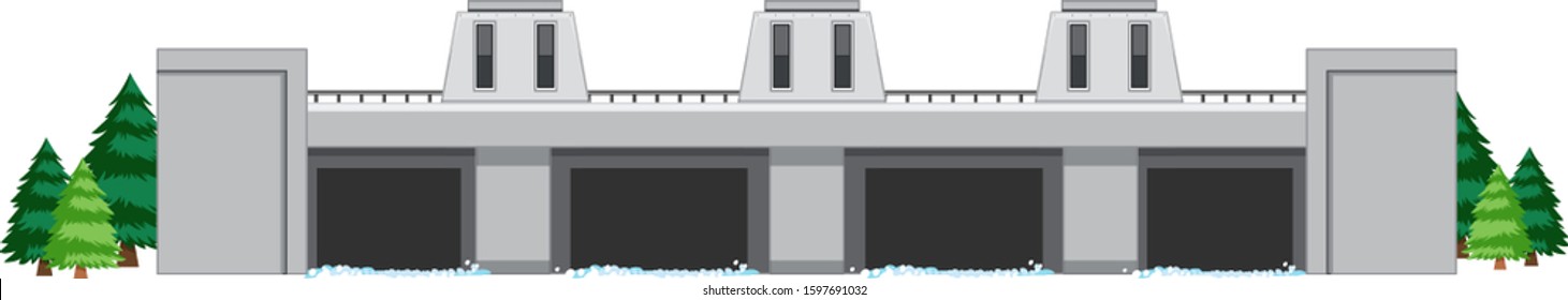 Dam Building On White Background Illustration Stock Vector (Royalty ...