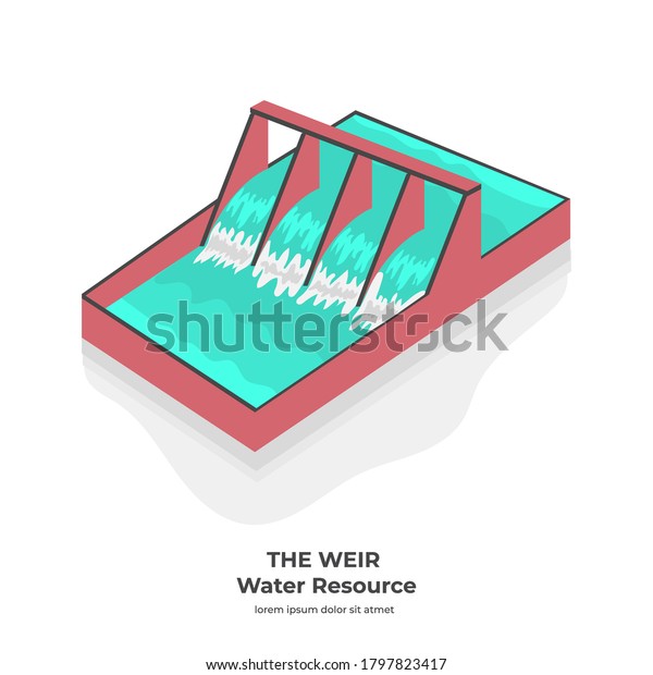 Dam Design Vector Illustration Weir Illustration Stock Vector (Royalty ...