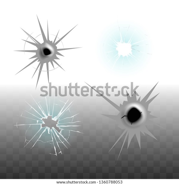 Damaged Surface Bullet Hole Glass Cracks Stock Vector (Royalty Free ...