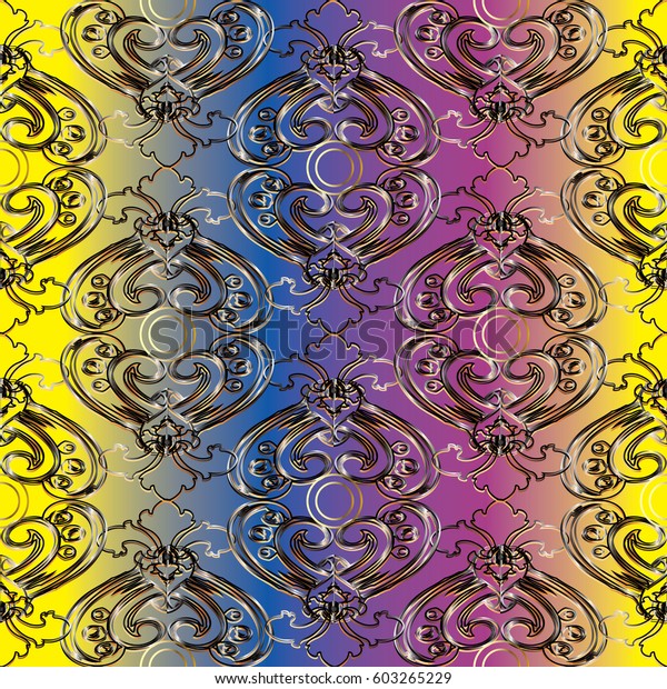 Damask Seamless Pattern Colorful Floral Background Stock Vector ...