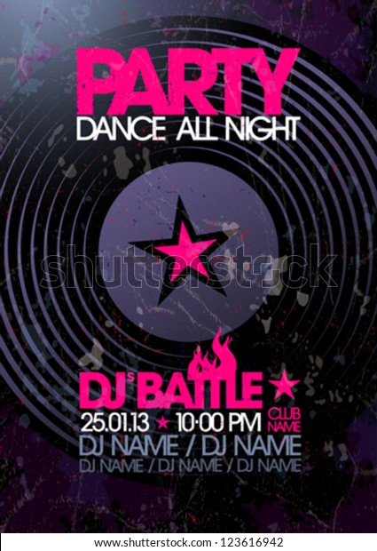 Dance All Night Party Design Template Stock Vector (Royalty Free) 123616942