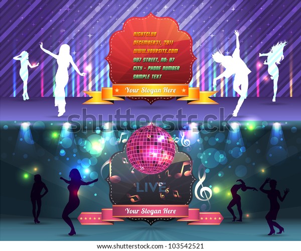 Dance Party Banner Background Flyer Templates Stock Vector (Royalty ...