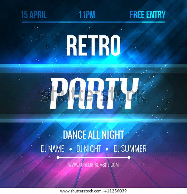 Dance Retro Party Poster Template Night Stock Vector (Royalty Free ...