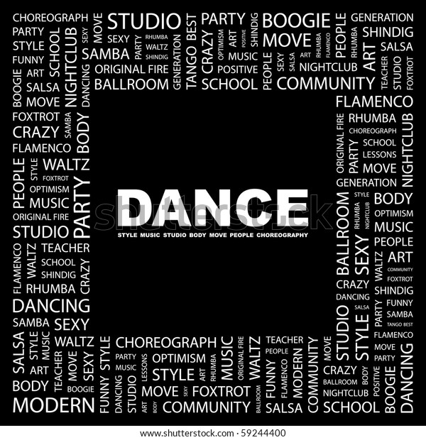 Dance Word Collage On Black Background Stock Vector (Royalty Free ...